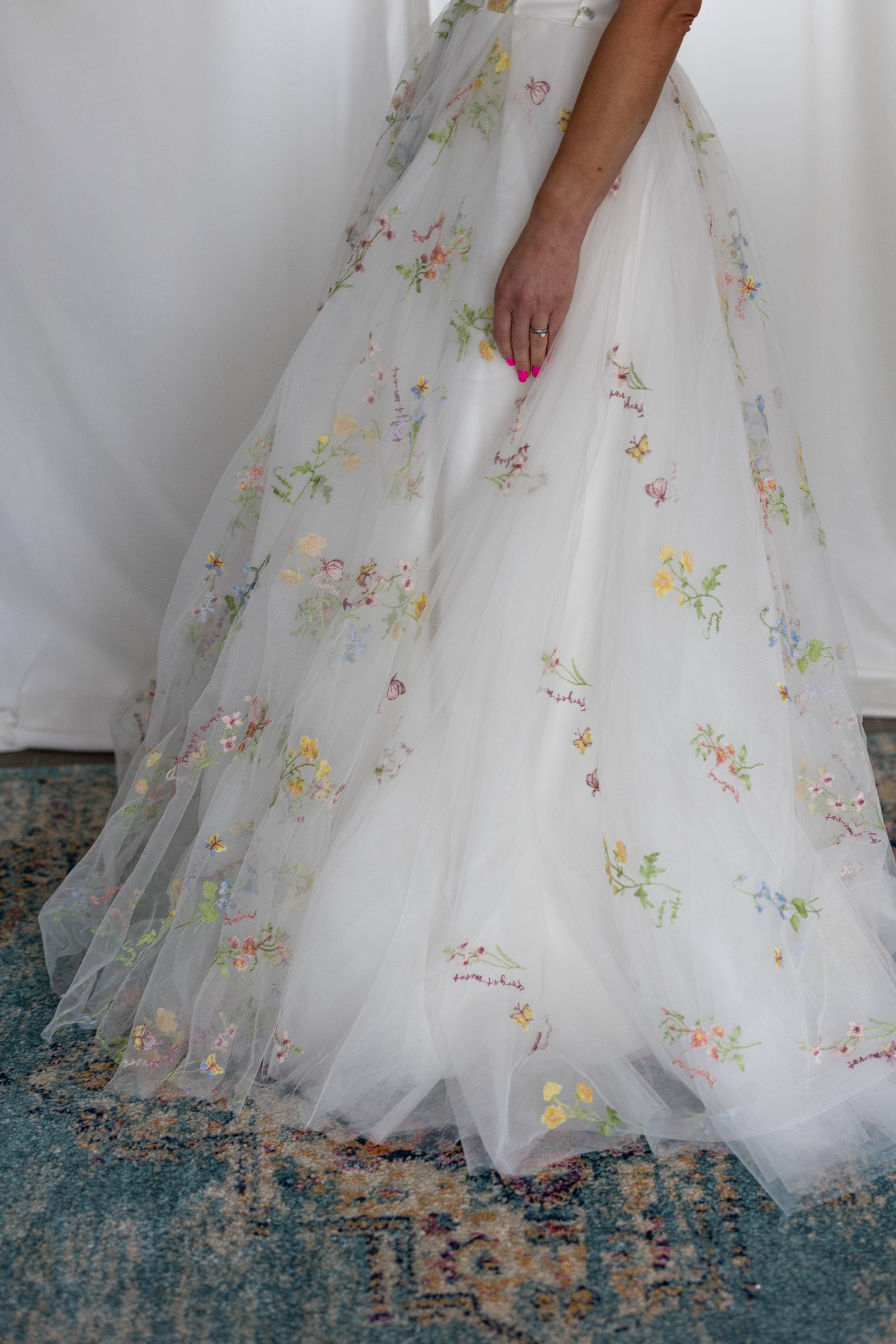 Forget-me-not | Ivory Floral Tulle Gown with Embroidered Lace and Cors ...